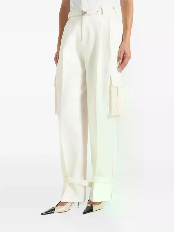 Manière De Voir Tailored Pleated Cargo Trousers - White