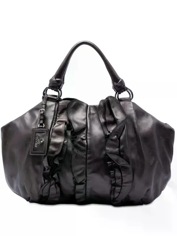 Prada 2010-2026 Metallic Nappa Mordore Ruffle Tote Bag