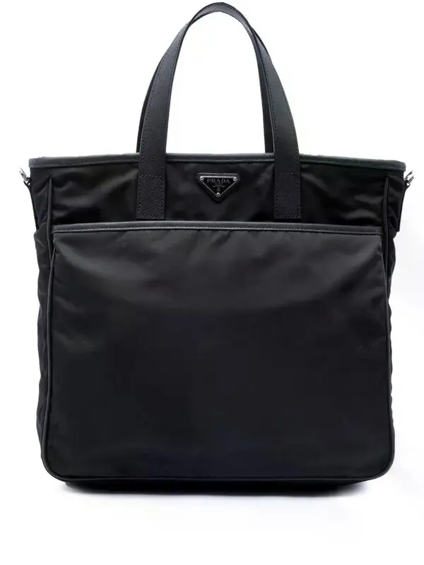 Prada Saffiano Leather Trimmed Tessuto Convertible Tote