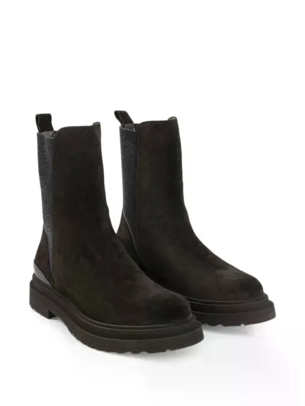 Brunello Cucinelli Monili-embellished Suede Boots - Brown