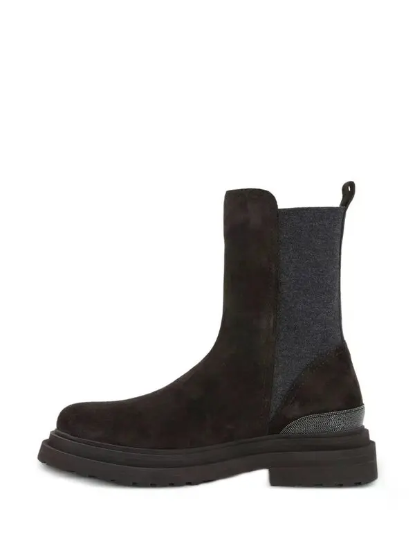 Brunello Cucinelli Monili-embellished Suede Boots