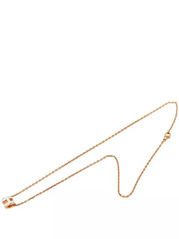 Hermès Rose Gold Plated Enamel Mini Pop H Pendant Necklace - Pink