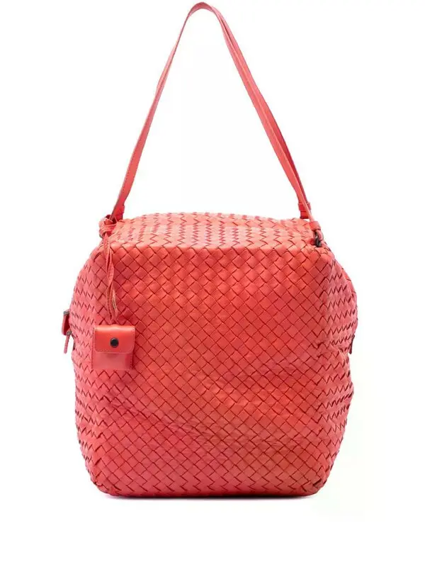 Bottega Veneta 2010 Nappa Intrecciato Cube Shoulder Bag - Orange