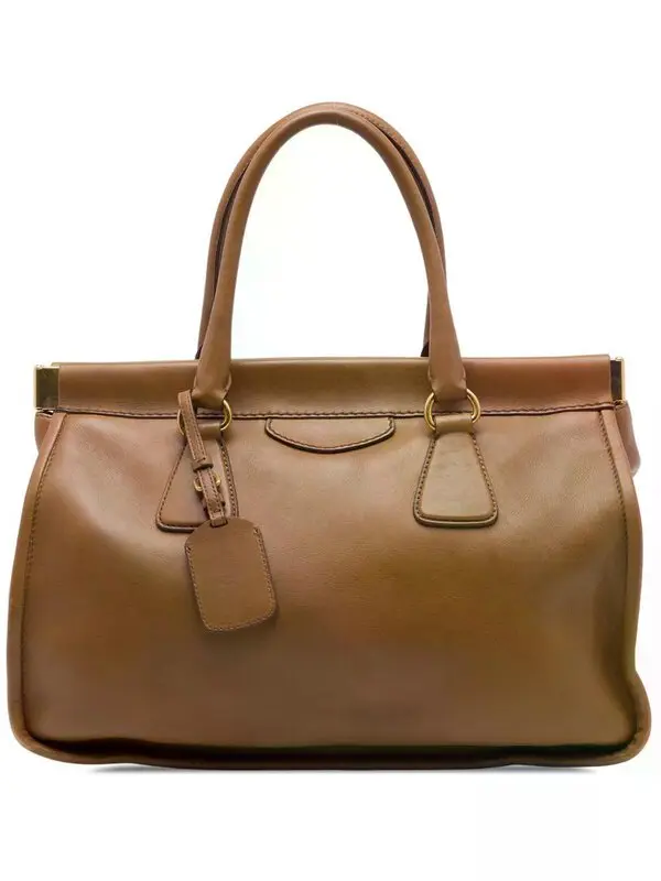 Prada City Calf Frame Top Handle Tote Bag