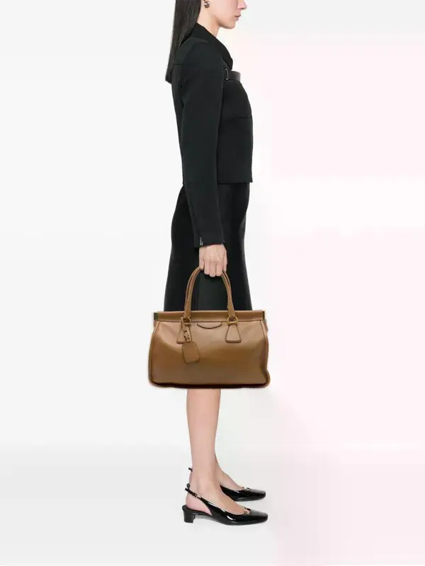 Prada City Calf Frame Top Handle Tote Bag