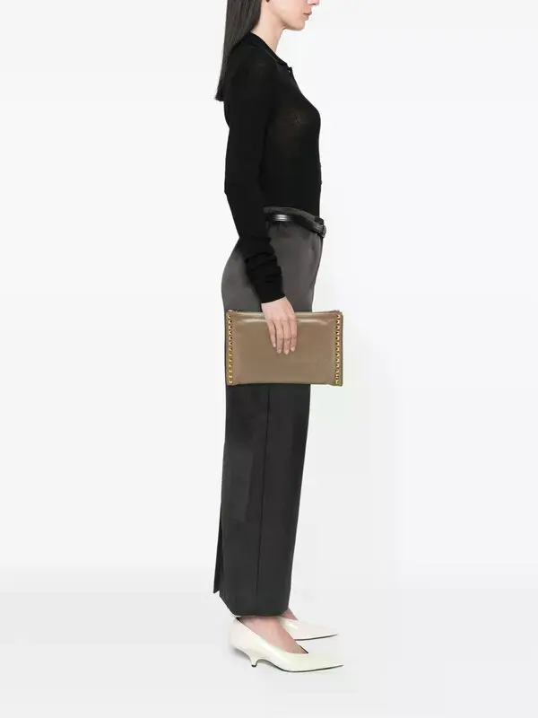 Miu Miu Studded Leather Zip Clutch Bag