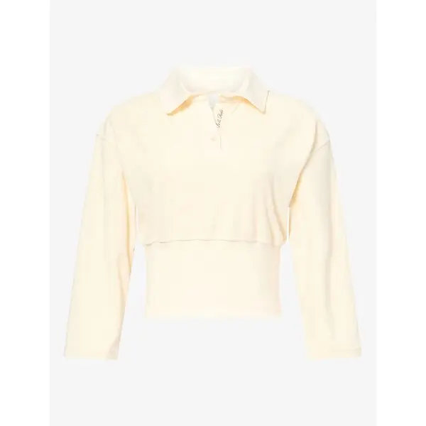 RU & ROCKA Towelling Polo Top With Contrast Hem
