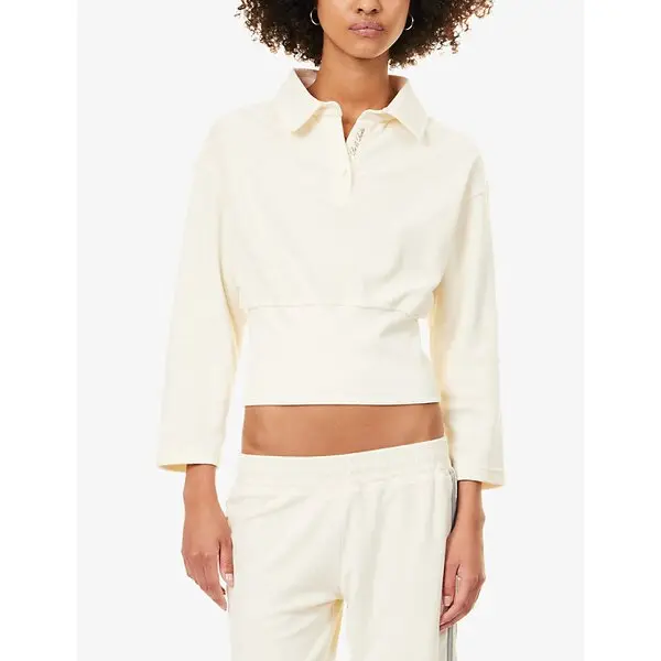 RU & ROCKA Towelling Polo Top With Contrast Hem