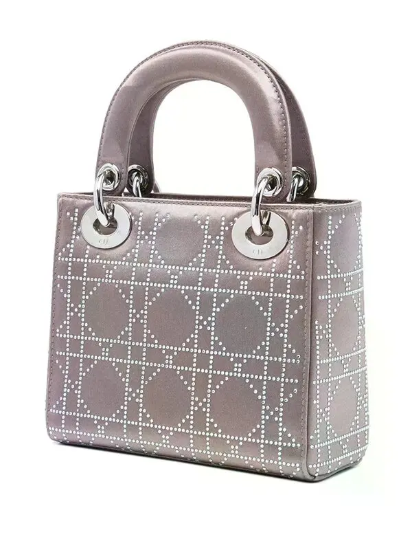Dior 2007 Mini Satin Cannage Crystal Embellished Lady Satchel