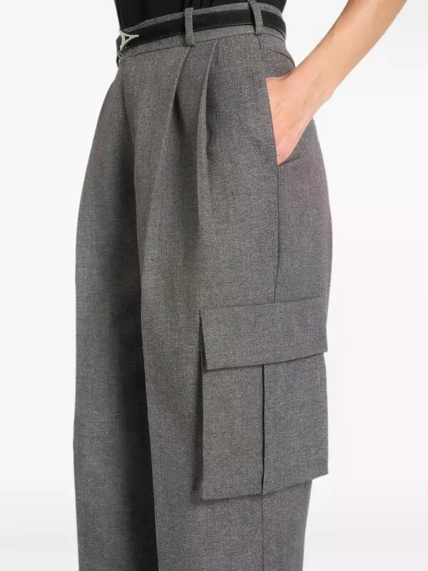 Manière De Voir Marl Textured Tailored Pleated Cargo Pants - Grey