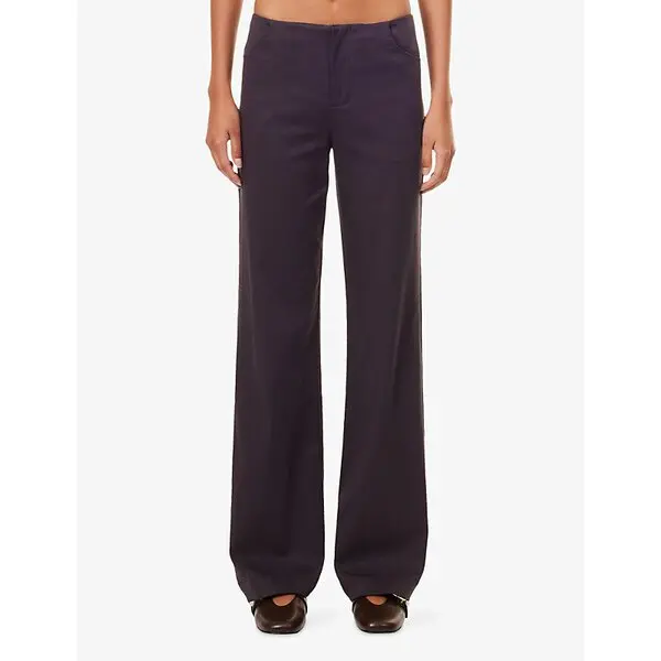 PEACHY DEN Straight-leg Stretch-cotton Trousers