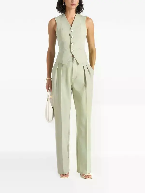 Manière De Voir Tailored Pleated Wide-leg Trousers - Green