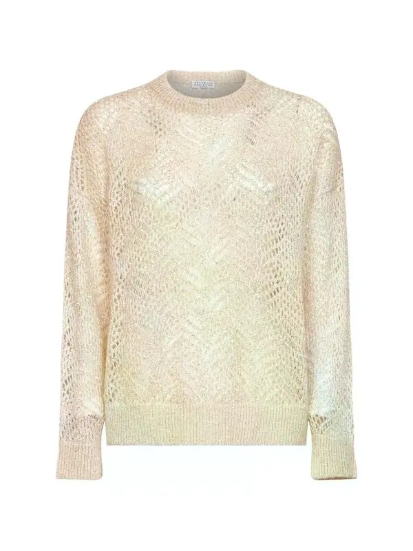 Brunello Cucinelli Sequin-embellished Openwork Knit Sweater