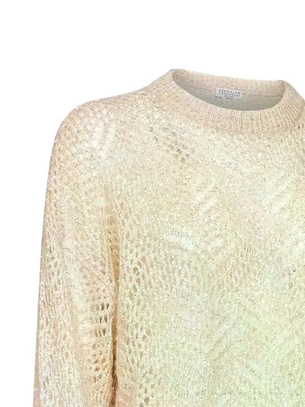 Brunello Cucinelli Sequin-embellished Openwork Knit Sweater