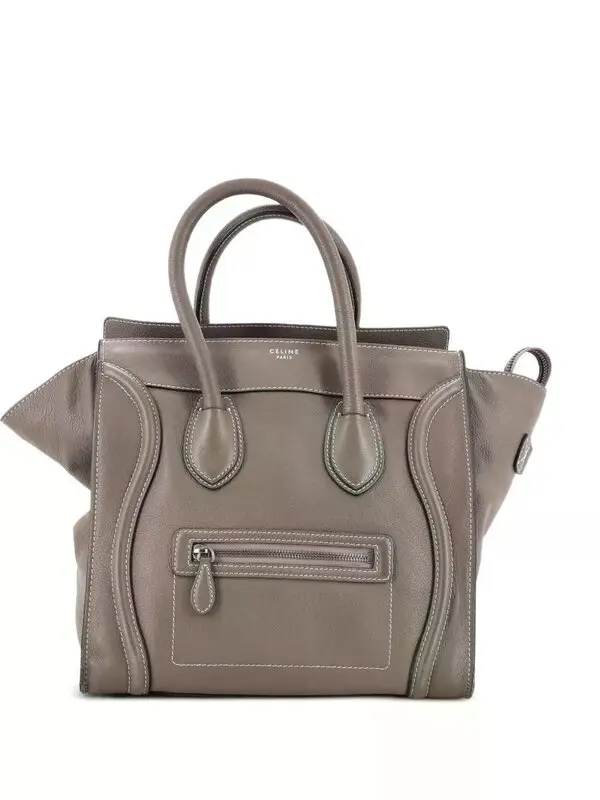 Celine Luggage Grained Leather Mini Tote Bag - Grey