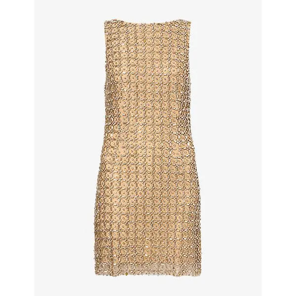 LA FUORI Là Fuori Embellished Crystal Mini Dress