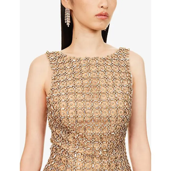 LA FUORI Là Fuori Embellished Crystal Mini Dress