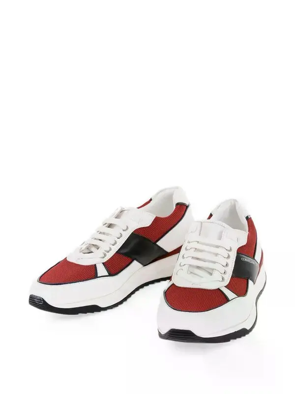 Corneliani Lace-up Leather And Mesh Panel Sneakers