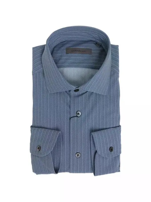 Corneliani Herringbone-patterned French-collar Shirt