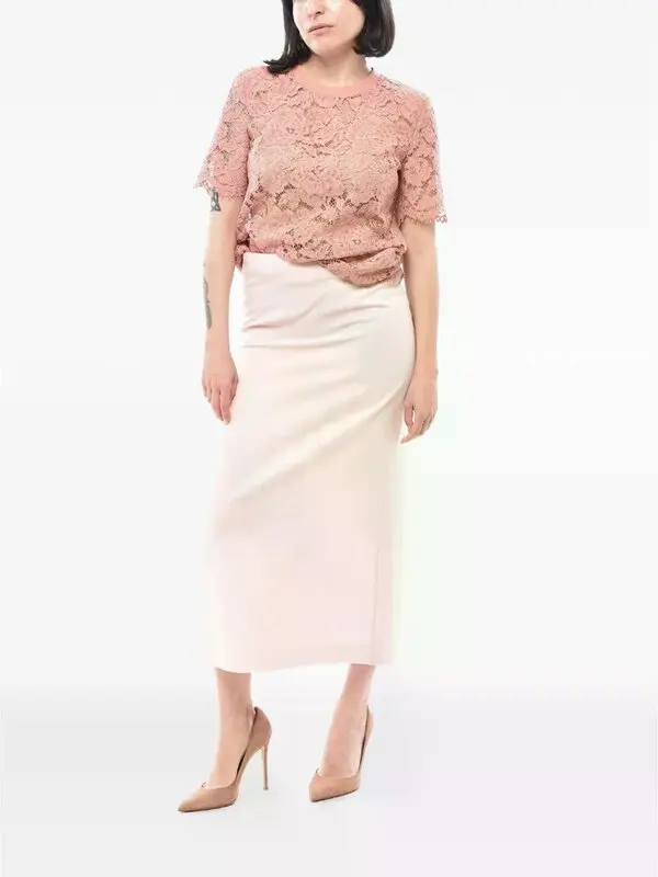 SUPER BLOND Rear-slit Pencil Midi Skirt