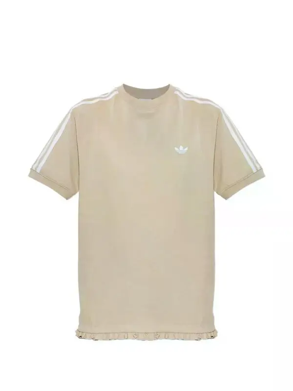 Adidas Ruffle-trim Striped-sleeve T-shirt