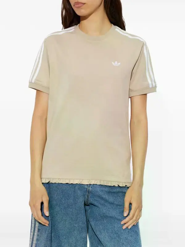 Adidas Ruffle-trim Striped-sleeve T-shirt