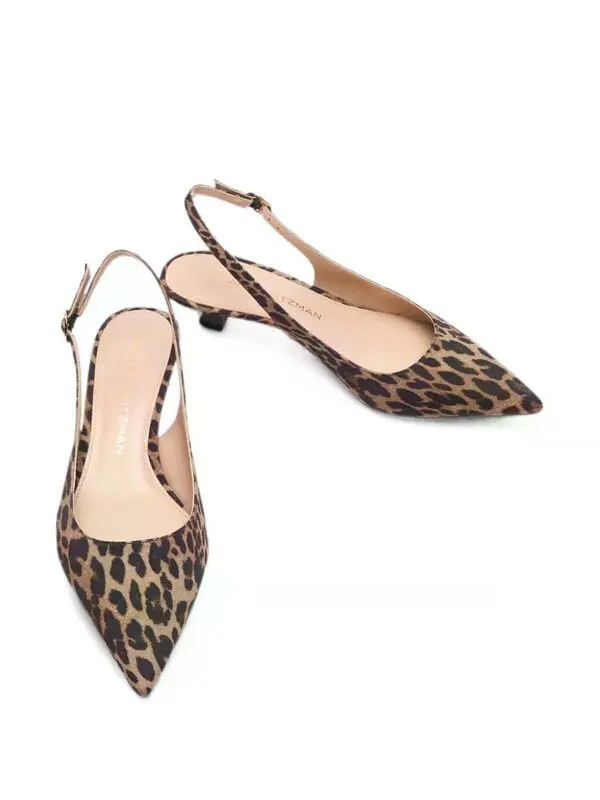 STUART WEITZMAN Sculpt Leopard-print Slingback Pumps