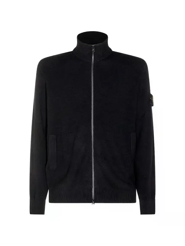 Stone Island Rws Wool High Neck Zip-up Jumper