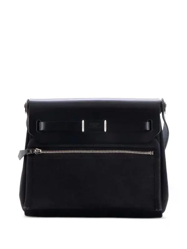 Hermès Herbag Zip Toile And Leather 20 Shoulder Bag - Black