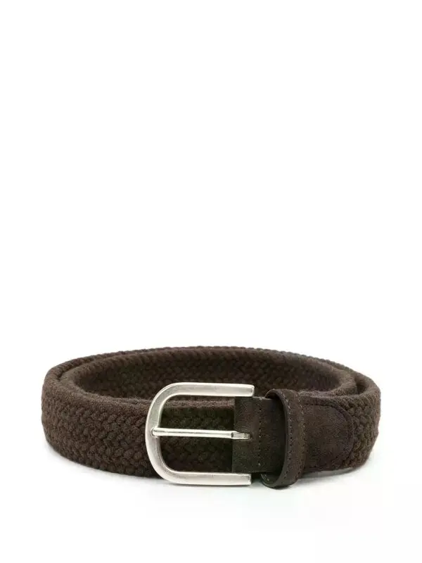 Canali Braided Suede-trimmed Belt