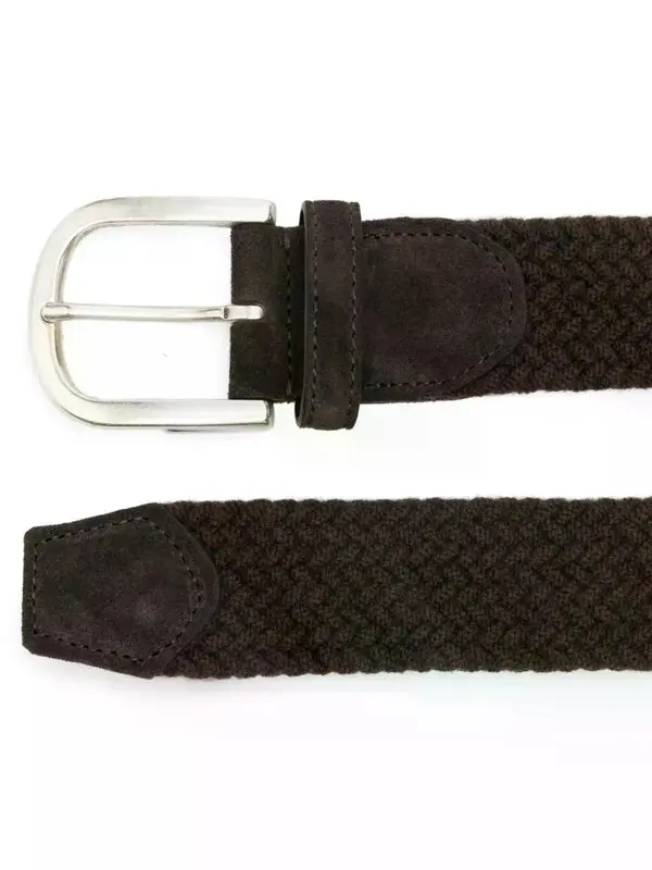 Canali Braided Suede-trimmed Belt
