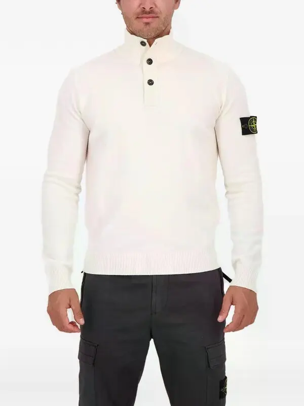 Stone Island Logo Patch Button-up Jumper