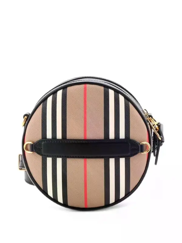 Burberry Icon Stripe E-canvas Round Bag - Brown