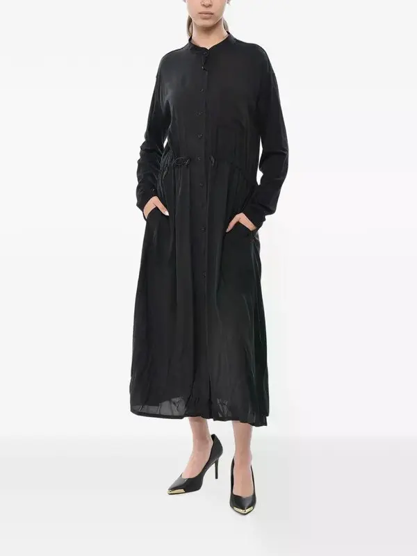 Woolrich Drawstring Waist Long Sleeve Maxi Dress