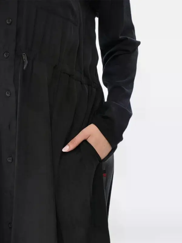 Woolrich Drawstring Waist Long Sleeve Maxi Dress