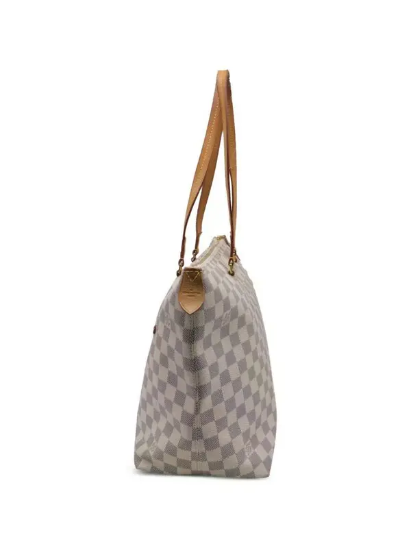LOUIS VUITTON Damier Azur Canvas Mm Lena Tote Bag - White