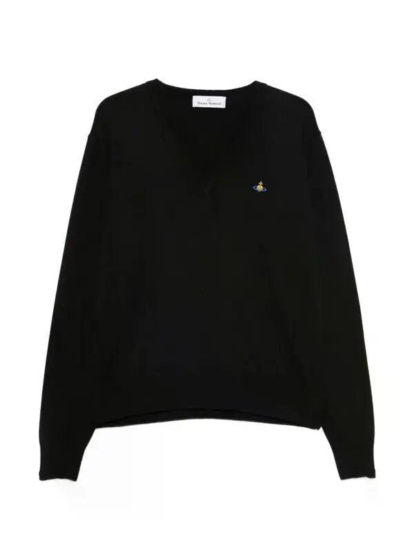 VIVIENNE WESTWOOD Orb-embroidered V-neck Sweater
