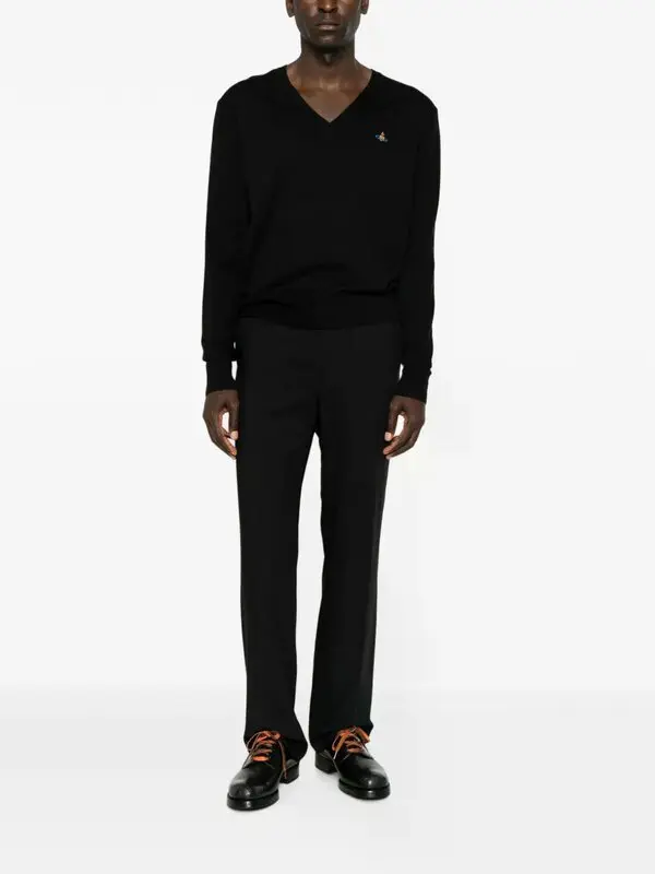 VIVIENNE WESTWOOD Orb-embroidered V-neck Sweater