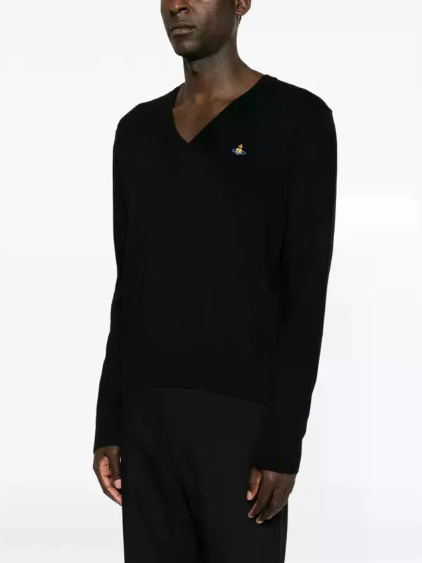 VIVIENNE WESTWOOD Orb-embroidered V-neck Sweater