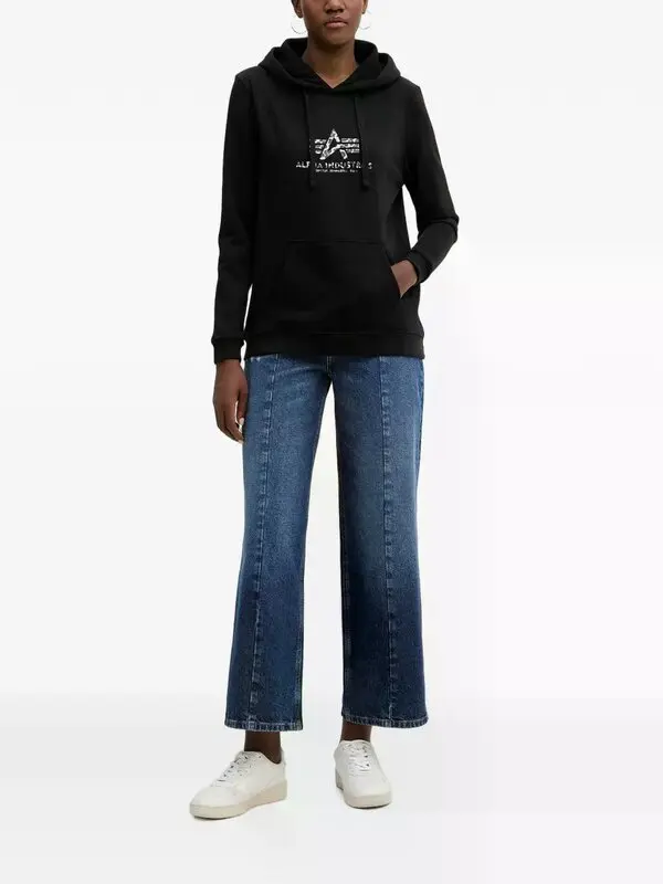 Alpha Industries Logo Print Drawstring Hoodie