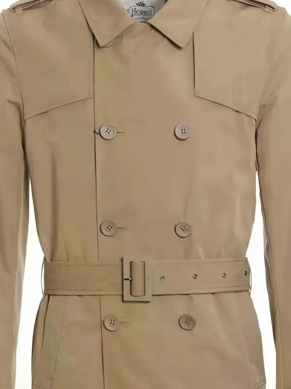 Herno Double-breasted Belted Coat - Brown