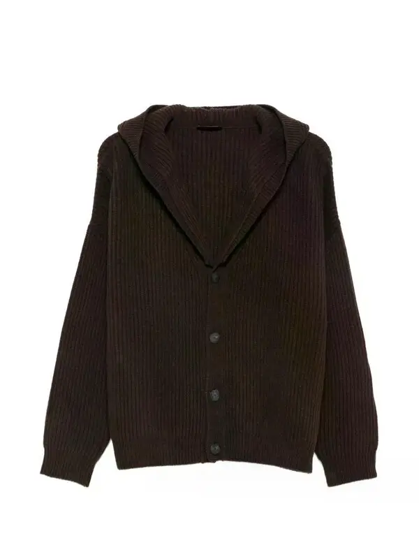 DONDUP Ribbed Knit Hooded Cardigan