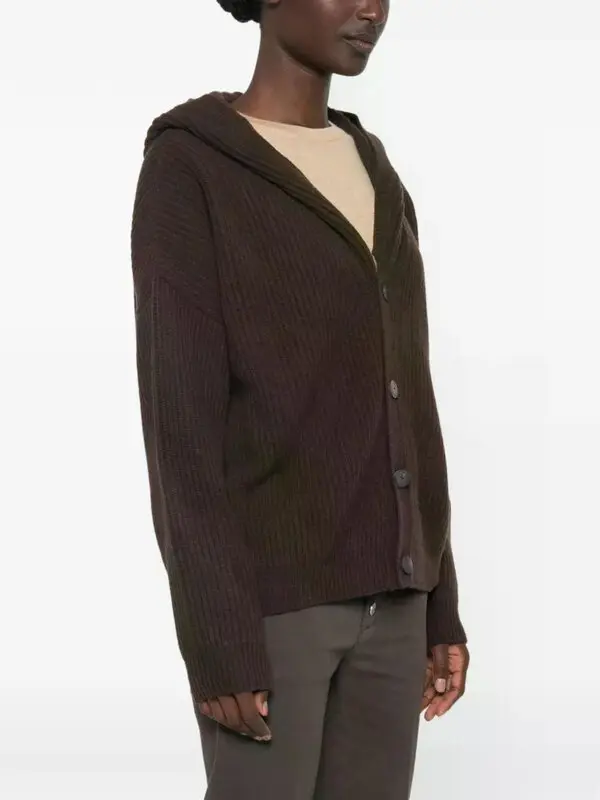 DONDUP Ribbed Knit Hooded Cardigan