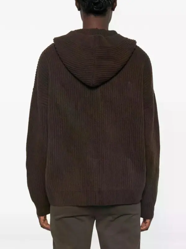 DONDUP Ribbed Knit Hooded Cardigan