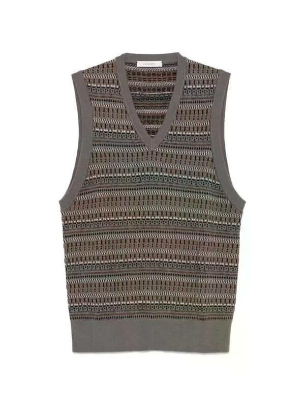 LEMAIRE V-neck Jacquard-knit Vest
