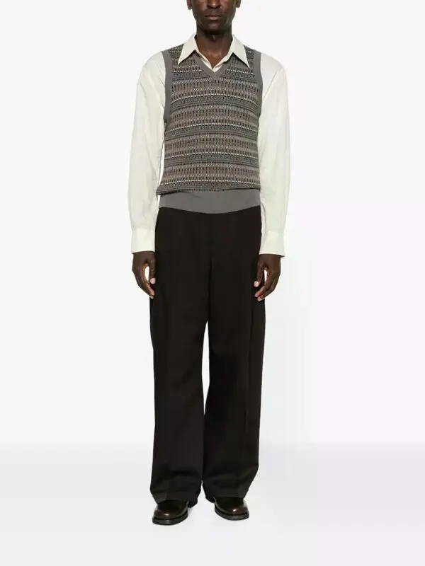 LEMAIRE V-neck Jacquard-knit Vest