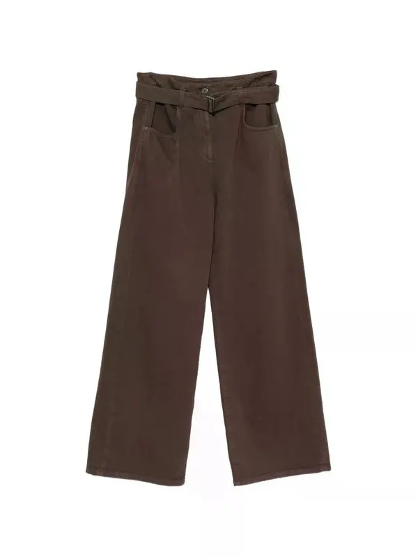 Brunello Cucinelli Belted Wide-leg Cotton Twill Trousers