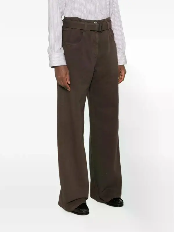 Brunello Cucinelli Belted Wide-leg Cotton Twill Trousers