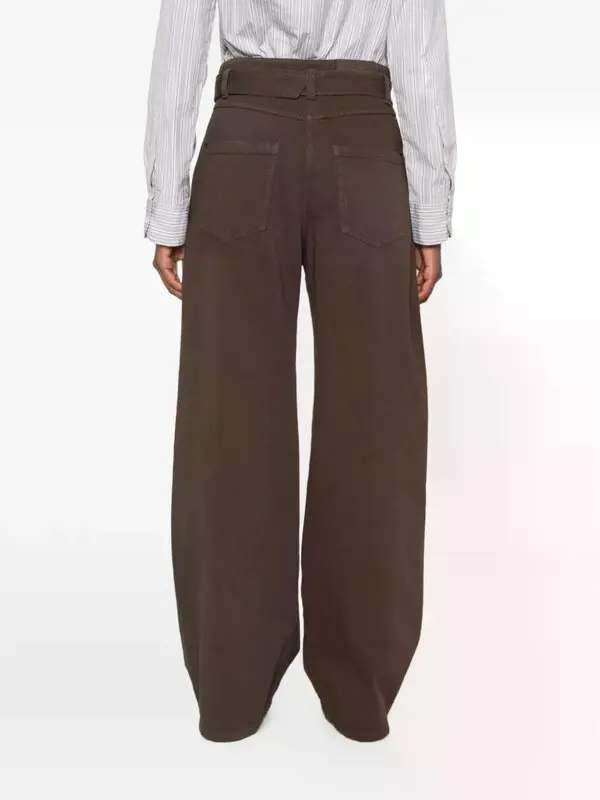 Brunello Cucinelli Belted Wide-leg Cotton Twill Trousers