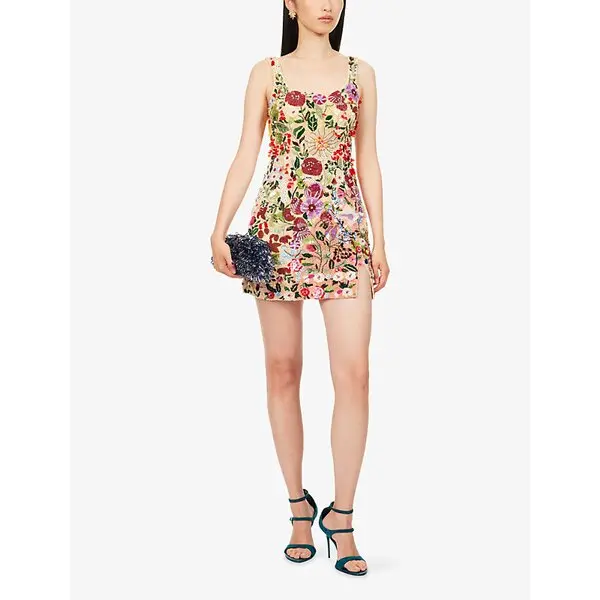 LA FUORI Botanical Symphony Sequinned Mini Dress